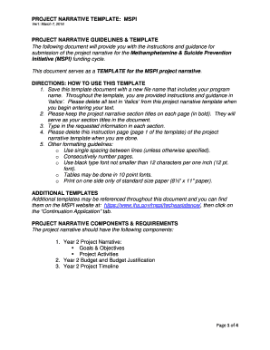 Fillable Online PROJECT NARRATIVE TEMPLATE: MSPI Fax Email Print ...