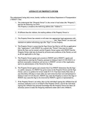Fillable Online in AFFIDAVIT OF PROPERTY OWNER Fax Email Print - pdfFiller
