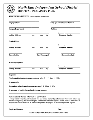 Fillable Online neisd REQUEST FOR BENEFITS (To be completed by employee) Fax Email Print - pdfFiller