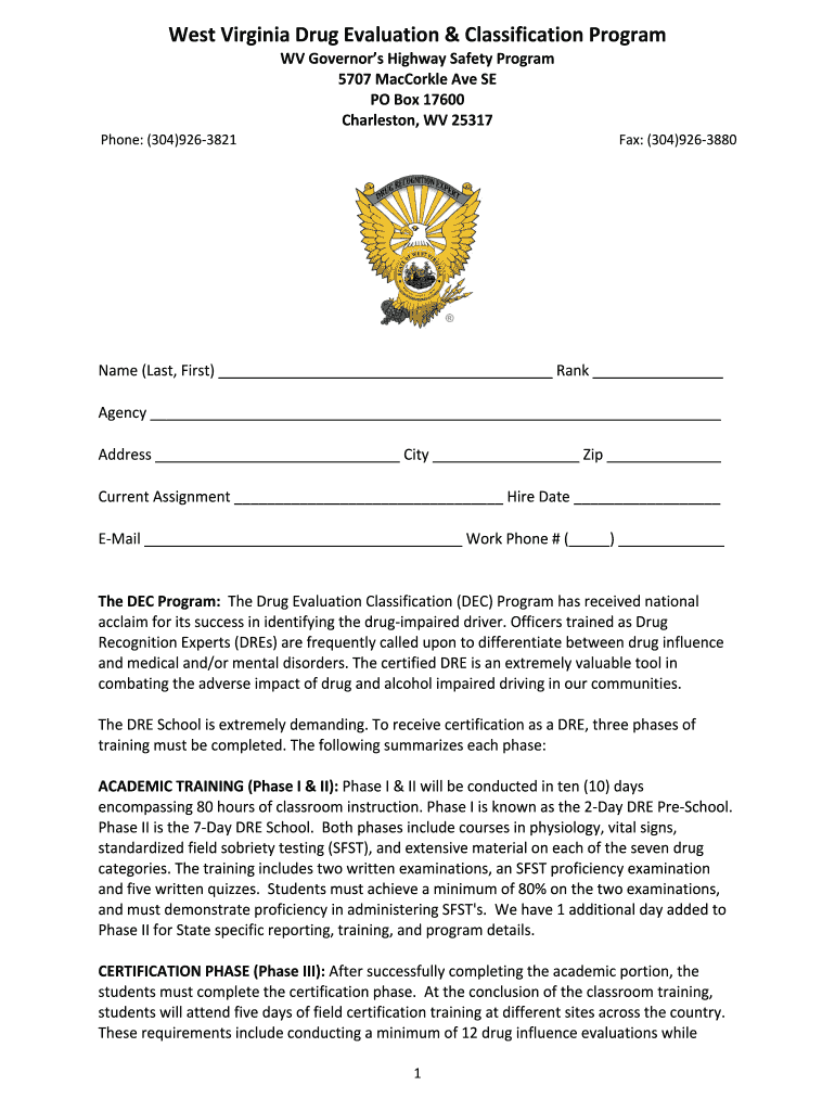 Fillable Online transportation wv West Virginia Drug Evaluation ...