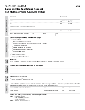 Fillable Online ST11 Sales and Use Tax Refund Request and Multiple ...