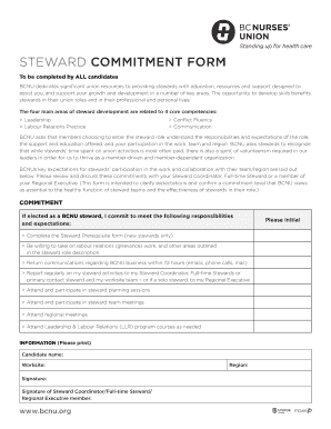 Fillable Online bcnu STEWARD COMMITMENT FORM - bcnu.org Fax Email Print ...