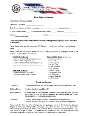Fillable Online ilnd uscourts Field Trip Application Form REVISED ...