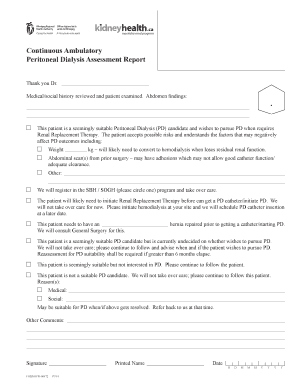 Fillable Online Continuous Ambulatory Peritoneal Dialysis Assessment ...