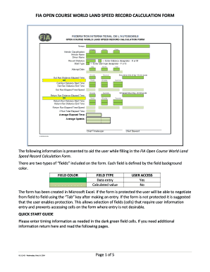 Fillable Online FIA OPEN COURSE WORLD LAND SPEED RECORD CALCULATION ...