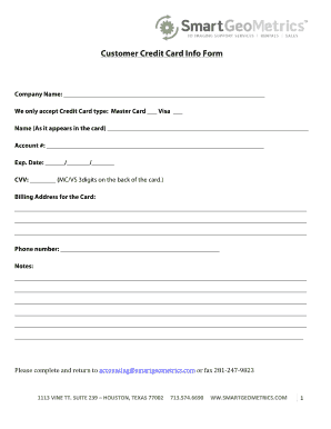 Fillable Online Credit Card Form - SmartGeoMetrics Fax Email Print ...