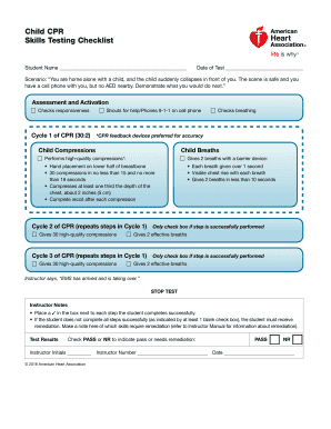 Fillable Online Child CPR Skills Testing Checklist - lrncpr.com Fax ...