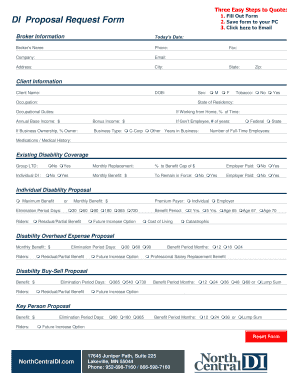 Fillable Online DI Proposal Request Form - northcentraldi.com Fax Email ...