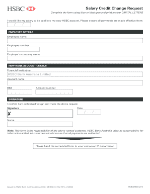 Fillable Online Salary Credit Request - hsbc.com.au Fax Email Print ...
