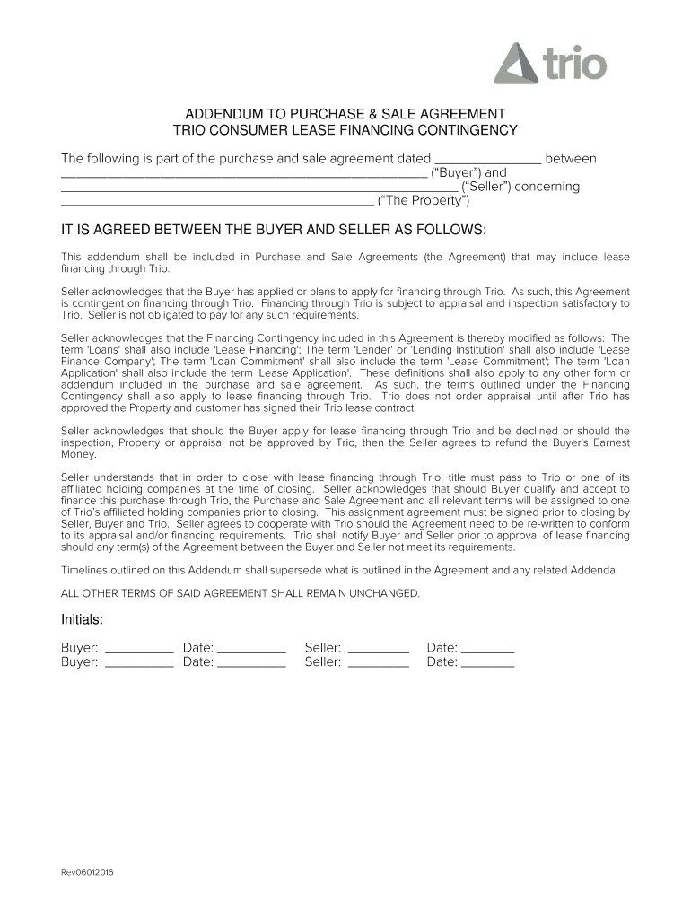 Fillable Online ADDENDUM TO PURCHASE & SALE AGREEMENT Fax Email Print ...