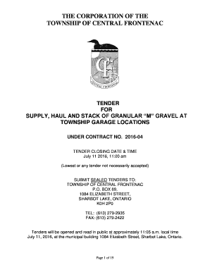 Fillable Online SUPPLY, HAUL AND STACK OF GRANULAR M GRAVEL AT Fax ...