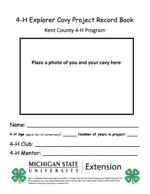 Fillable Online 4-H Explorer Cavy Project Record Book Fax Email Print ...