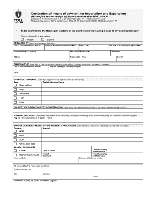 Fillable Online Declaration of means of payment for Importation and ...