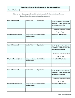 Fillable Online Professional Reference Information Fax Email Print ...