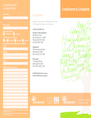 Fillable Online windermere org Compliment and Complaint form ...