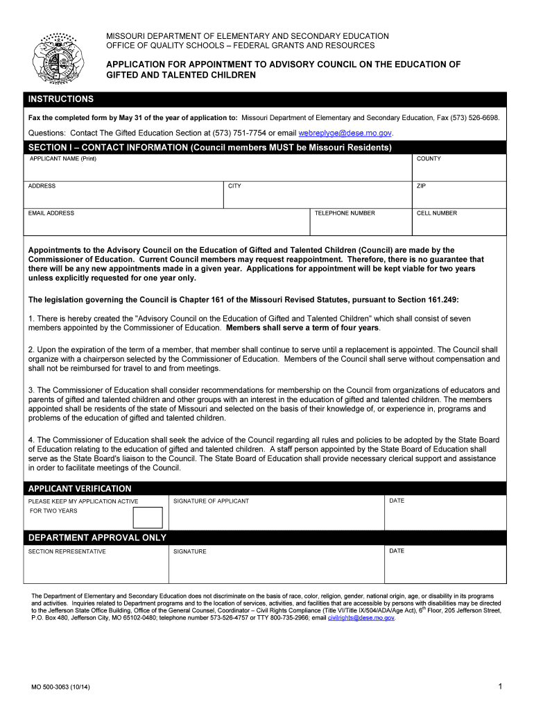 Fillable Online dese mo APPLICANT VERIFICATION - Missouri Department of ...