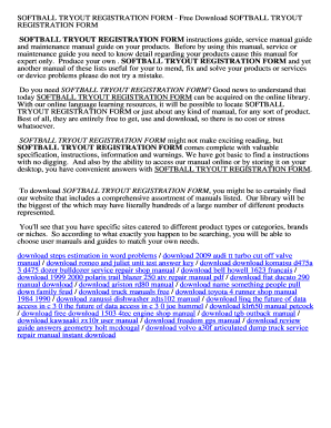 Fillable Online SOFTBALL TRYOUT REGISTRATION FORM. SOFTBALL TRYOUT ...