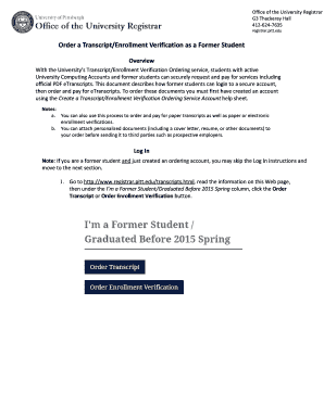 Fillable Online Order a Transcript/Enrollment Verification as a Former ...