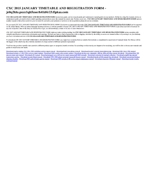 Fillable Online cxc 2015 january timetable and regigtration form. cxc ...