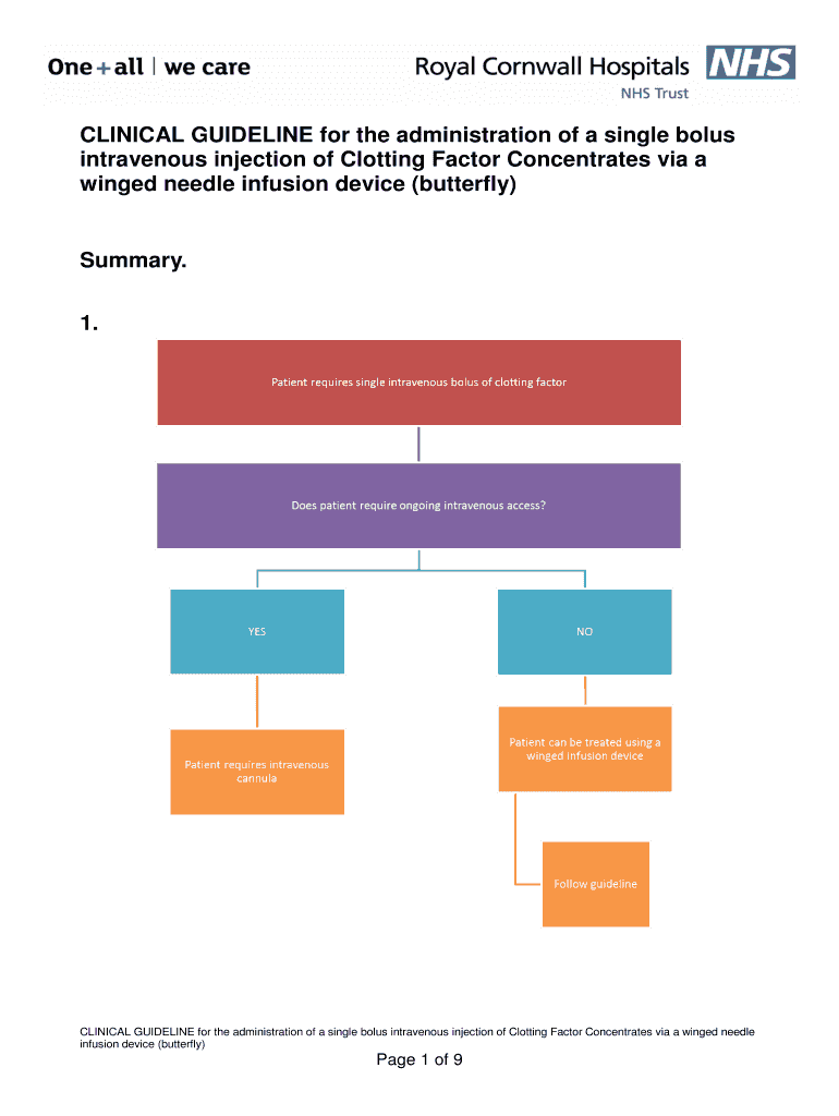 Fillable Online rcht nhs Clinical Guideline for the administration of a ...