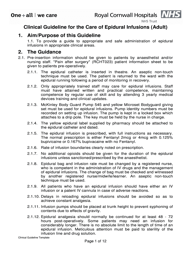 Fillable Online rcht nhs Clinical Guideline Template V25 - RCHT - rcht ...