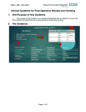 Fillable Online rcht nhs Clinical Guideline for Post-Operative Nausea ...