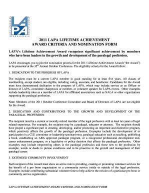 Fillable Online lapa Since 1995, LAPA has presented a Lifetime ...