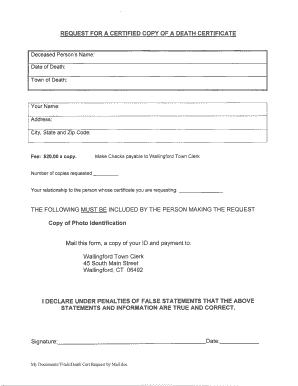 Fillable Online Deceased Person's Name: Fax Email Print - pdfFiller