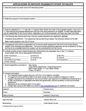 Fillable Online fresno Application to Initiate Feasibility Study to ...