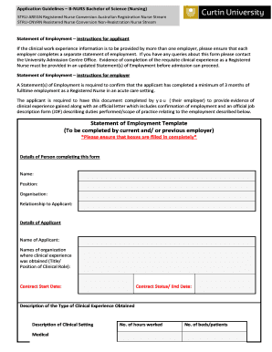 Fillable Online applynow blob core windows Statement of Employment ...