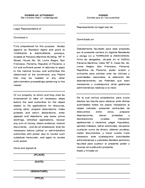 Fillable Online POWER OF ATTORNEY PODER - Torrijos & Asociados Fax ...