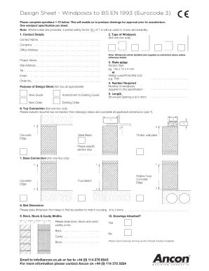 Fillable Online Design Sheet - Windposts to BS EN 1993 (Eurocode 3) Fax ...