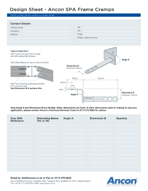 Fillable Online Design Sheet - Ancon SPA Frame Cramps Fax Email Print ...