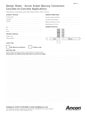 Fillable Online Ancon Isolan Balcony Connectors Design Sheet. Design ...