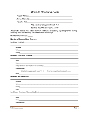 Fillable Online Move-In Condition Form Fax Email Print - pdfFiller