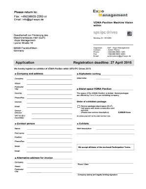 Fillable Online ibv vdma Machine Vision Pavilion at SPS IPC Drives 2015 ...
