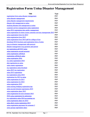 Fillable Online meledial Registration Form Unisa Disaster Management ...