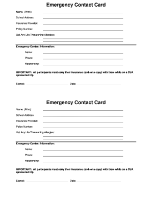 Fillable Online activities cua Emergency Contact Card - activities.cua ...