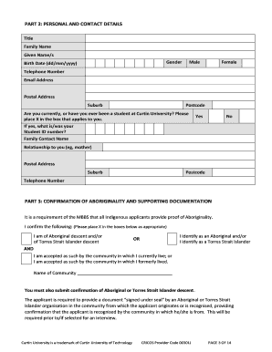 Fillable Online aboriginal and torres strait islander entry form ...