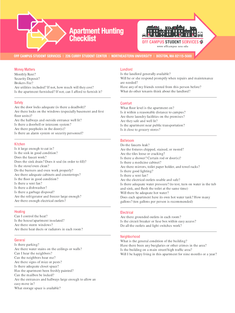 Apartment Hunting Checklist Pdf - Fill Online, Printable, Fillable ...