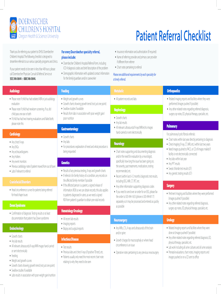 Fillable Online Patient Referral Checklist Fax Email Print - pdfFiller