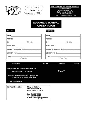 Fillable Online RESOURCE MANUAL ORDER FORM - igenti.net Fax Email Print ...