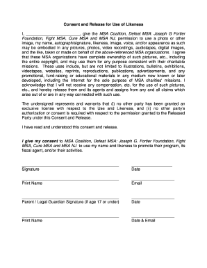 Fillable Online msashoe Photograph and Publicity Consent Release Form ...