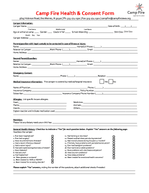 Fillable Online configio blob core windows Camp Fire Health & Consent ...