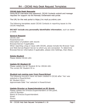 Fillable Online R4 CECAS Help Desk Request Templates Fax Email Print ...
