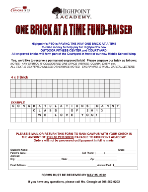 Fillable Online Brick Fundraiser Order Form.doc Fax Email Print - pdfFiller