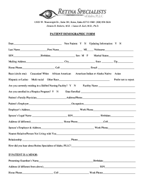 Fillable Online PATIENT DEMOGRAPHIC FORM - retinaidaho.com Fax Email ...