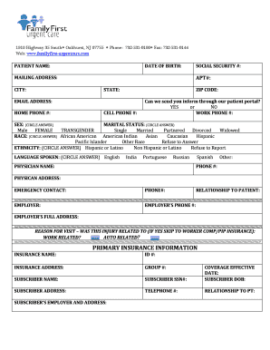Fillable Online PATIENT DEMOGRAPHIC FORM.docx Fax Email Print - pdfFiller