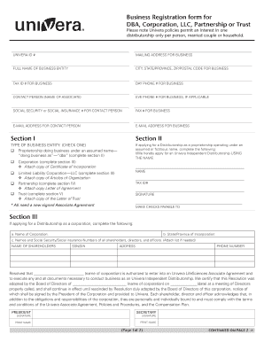 Fillable Online Business Registration form for DBA, Corporation, LLC ...