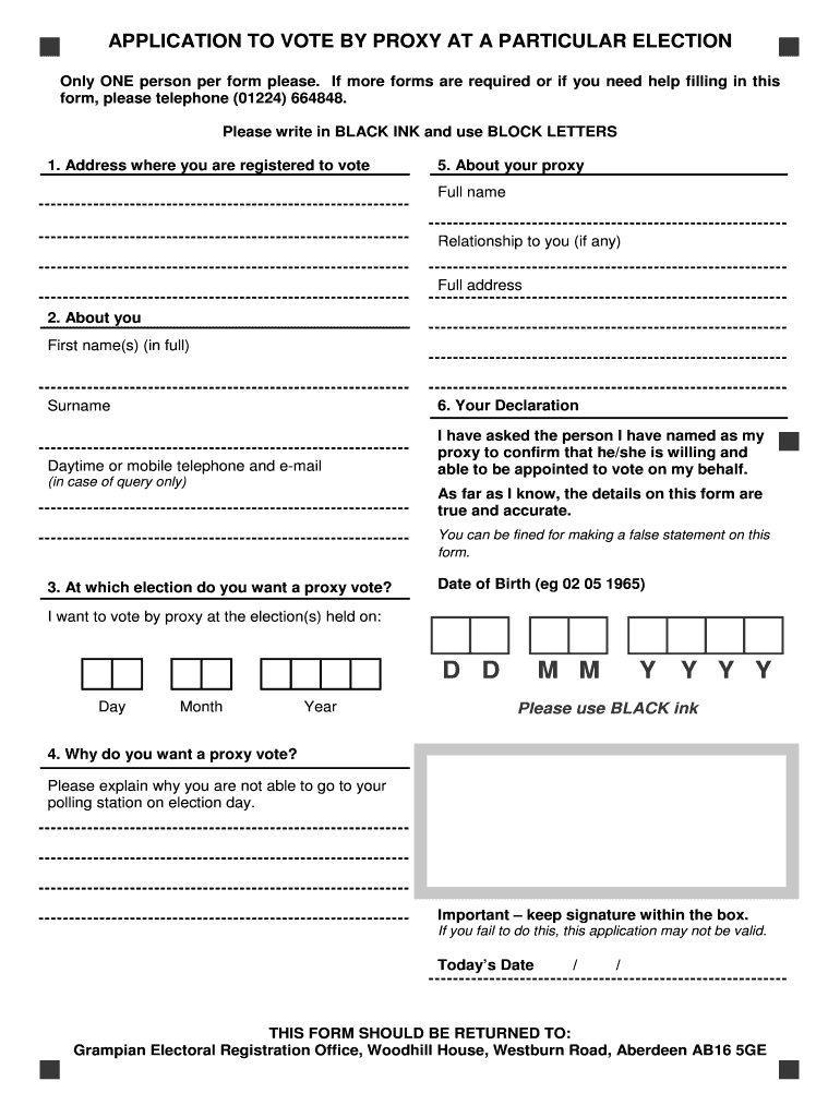 Fillable Online grampian-vjb gov Grampian Proxy Vote Single Election ...